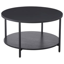 CARRYHOME Couchtisch, Schwarz, Metall, Glas, Holzwerkstoff, rund, Flachrohr, 75x45x75 cm, einfacher Aufbau, Wohnzimmer, Wohnzimmertische, Couchtische, Couchtische Glas