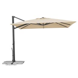 Schneider Ampelschirm Rhodos Smart Beige 300 x 300 cm 100 % Polyester, Gestell aus Aluminium, per Handhebel drehbar und neigbar, inkl. Schutzh&uuml;lle