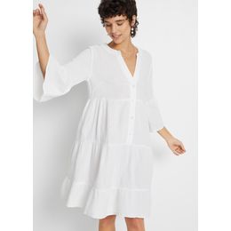 bonprix Tunika-Kleid aus reiner Baumwolle, wei&szlig;, Gr.48, Tunika-Kleid in Musselin-Material, aus Musselin