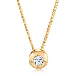 Elli Halsketten - Halskette Diamant Solit&auml;r (0.11 ct.) Klassik 925 S - Gr. unisize - in Gold - f&uuml;r Damen