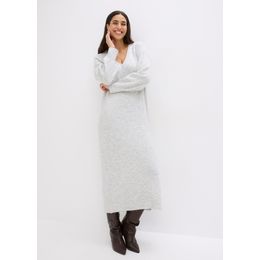 bonprix Oversized Strickkleid in Midil&auml;nge, grau