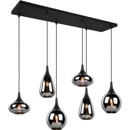 Trio LEUCHTEN Pendelleuchte "Lumina", schwarz (schwarz matt), 6, H: 150cm, 1 Stk., Leuchten, H&auml;ngelampe 6-flammig Glasschirm, exkl 3xE14 max 40W h&ouml;henverstellbar, Pendelleuchte