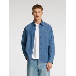 Langarmhemd Selected "SLHREGCARLO DENIM LS SHIRT NOOS", Herren, Gr. XL, N-Gr, blau (medium blau denim), Web, Obermaterial: 100% Baumwolle, unifarben, regular fit, 2-Knopf-Manschette, Hemden, Baumwolle, regular fit