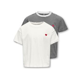KIDS Only M&auml;dchen Kurzarmshirt "KOGMAIKEN LIFE SS SOL/STR TOP JRS 2-PACK", rot, Gr. 122, gestreift, Jersey, Obermaterial: 100% Baumwolle, Shirts
