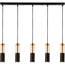 Searchlight H&auml;ngeleuchte "Merrygold 5Lt Bar Pendant - Black Metal & Amber Acrylic", 5, H: 24cm, 1 Stk., schwarz, Esszimmer, Leuchten