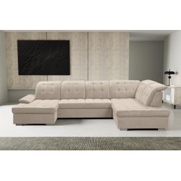 Wohnlandschaft WERK2, B:332cm H:105cm T:217cm, beige, 95% Polyester, 5% Nylon, Sofas, "Kordula-New Multifunktion Couch, Breite 332cm, bequem,