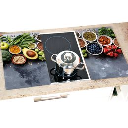Kesper Schneide- und Abdeckplatte "Healthy Kitchen, Multi-Glasschneideplatte", B/H/L: 30cm x 0,8cm x 52cm, 2 Stk., bunt, Herdabdeckplatten, zum