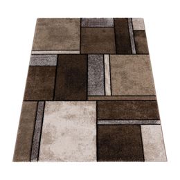 Teppich Paco Home, B:240cm H:18mm L:340cm, braun, Polypropylen (PP), Wohnzimmer, Teppiche, "Brilliance 661", Kurzflor, modernes 3D-Patchwork Design