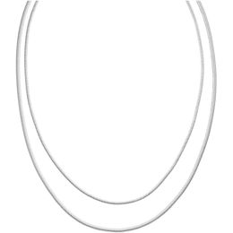 PURELEI Damen Kette ohne Anh&auml;nger "Schmuck Geschenk Two Layers doppelte Kette", Edelstahl, L: 45, silber, Edelstahl, Halsketten
