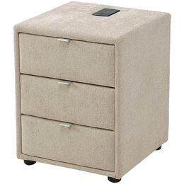 Jockenh&ouml;fer Nachtkonsole, B:44cm H:53,5cm T:45cmbeige 438, 07, JOCKENH&Ouml;FER GRUPPE, Sideboards, "Lissy mit 3 Schubladen", mit induktiver Ladeeinheit und