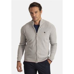 Herren Strickjacke "Sydney", grau, Gr. XXL, SIR RAYMOND TAILOR, unifarben, 100% Baumwolle, Strickjacken, mit kleinem Stehkragen