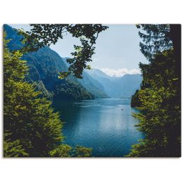Wandbild Artland, B:80cm H:60cm, blau, Leinwand, Wohnzimmer, Bilder, "Malerwinkel K&ouml;nigssee- Alpen", als Leinwandbild, Poster in verschied. Gr&ouml;&szlig;en