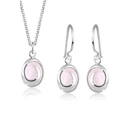 Elli Damen Schmuckset "Quarz Rose 925 Sterling Silber", onesize,mit Stein, rosa, Silber 925 (Sterlingsilber), Schmuck_Sets