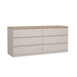 Kommode Inosign "Naia, Aufbewahrung, 6 Schubladen, Hochglanz-Optik, grifflose Front", kaschmir, B:153,8cm H:70,1cm T:50cm, Spanplatte, Sideboards, Kommode, Modern, skandinavisches Design, in mehrere Farben, Metallgleiter