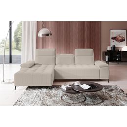 Ecksofa WERK2, B:277cm H:82cm T:177cmnatur, 100% Polyester, Wohnzimmer, Sofas, "Focus-S, inkl. elektr. Sitzvorzug, manuelle Kopfteilverstellung",