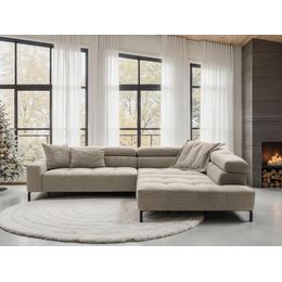 Ecksofa Home Affaire, B:311cm H:71cm T:219cm, beige, 95% Polyester, 5% Nylon, Wohnzimmer, Sofas, "Claya, L-Form, incl. Kopfteilverstellung, Breite