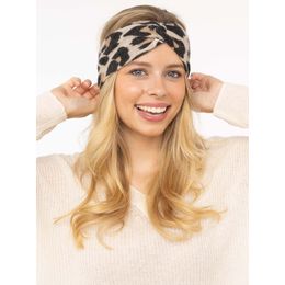 Zwillingsherz Damen Stirnband ""Leo""hellbeige, Strick, Obermaterial: 100% Kaschmir, M&uuml;tzen, mit Leomuster und Knoten