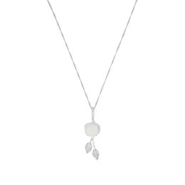 Amor Damen Kette mit Anh&auml;nger "Rosenbl&uuml;te/Bl&auml;tter", Silber 925 (Sterlingsilber), L: 42 B: 1mmsilberfarben, wei&szlig;, Silber 925 (Sterlingsilber), B:1mm,
