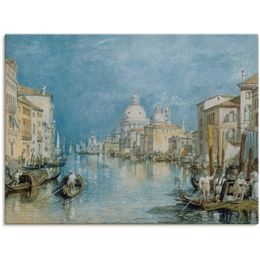 Wandbild Artland, B:80cm H:60cm T:1,8cm, blau, Leinwand, Wohnzimmer, Bilder, "Venedig, Canale Grande.", auf Holzrahmen gespannt