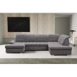 Wohnlandschaft WERK2, B:332cm H:105cm T:217cm, grau, 92% Polyester, 8% Nylon, Sofas, "Kordula-New Multifunktion Couch, Breite 332cm, bequem, U-Form",