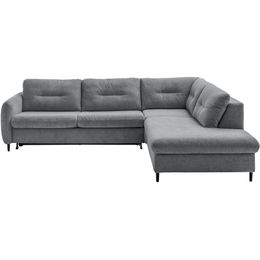 Ecksofa Home Affaire, B:266cm H:84cm T:218cmanthrazit, 100% Polyester, Wohnzimmer, Sofas, "Clevina, L-Form mit Kaltschaummatratze", L&auml;ngsschl&auml;fer mit