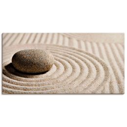 Leinwandbild Artland, B:100cm H:50cm, beige, Leinwand, Wohnzimmer, Bilder, "Mini Zen Garten - Sand", auf Holzrahmen gespannt