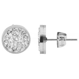 Adelia&acute;s ADELIA ́S Damen Paar Ohrh&auml;nger "Damen Ohrstecker aus Edelstahl und Strass &Oslash; 10 mm", Damen, Edelstahl, wei&szlig;, Edelstahl, Ohrringe
