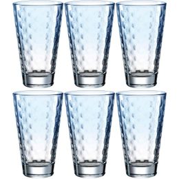 Leonardo Longdrinkglas "OPTIC", &Oslash; 8cm x 13cm, 300ml, 6 Stk., blau, Trinkgef&auml;&szlig;e, 300 ml, 6-teilig