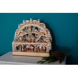 OTTO HOME LED Schwibbogen "Deniz, mit Musikwerk", B/H/T: 49cm x 47cm x 10cm, bunt, Schwibb&ouml;gen, aus Holz mit LED Beleuchtung und bewegender Pyramide,