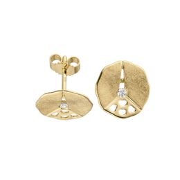 Jobo Damen Paar Ohrstecker "Ohrringe Goldohrringe eismatt rund 12 mm", 12,1mm, SI = kleine Einschl&uuml;sse, Diamanten Gelbgold 585gelbgold 585,