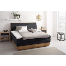 Boxspringbett OTTO HOME, B:204cm L:216cm, schwarz, Polyester, Komplettbetten, "Jenna", ohne LED-Beleuchtung, mit zertifizierten, recycelten
