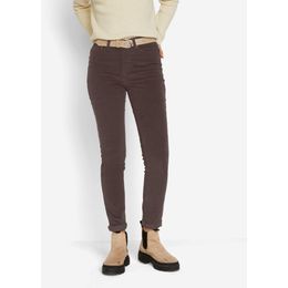 bonprix Damen Cordhose "Stretch-Cordhose, Skinny", braun, Gr. 48, unifarben, Cord, Obermaterial: 98% Baumwolle, 2% Elasthan, Hosen, im Five-Pocket