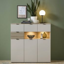 Highboard Innostyle, B:84cm H:125cm T:45cmcashmere, riva eiche, ABS-Kunststoff, Holzwerkstoff, MDF, Metall, Wohnzimmer, Sideboards, "INA Highboard,