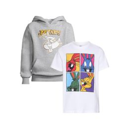 MisterTee M&auml;dchen T-Shirt "MisterTee T-Shirt 2 Pack - kurzarm - Bugs Bunny"wei&szlig;, erdgrau, Gr. 122, bedruckt, 100% Baumwolle, Shirts
