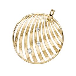 Jobo Damen Kettenanh&auml;nger "Anh&auml;nger rund eismatt 28 mm", SI = kleine Einschl&uuml;sse, Diamanten Gelbgold 585gelbgold 585, Diamanten, Gelbgold 585,