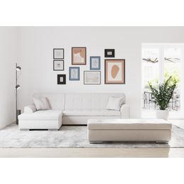 Ecksofa DOMO collection, B:267cm H:83cm T:178cm, beige, 95% Polyester, 5% Polyamid, Wohnzimmer, Sofas, "Treviso viele Bez&uuml;ge, auch in Cord, L-Form,