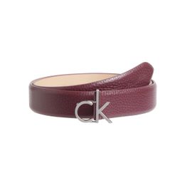 Calvin Klein Damen Lederg&uuml;rtel "CK LOGO BUCKLE BELT 3.0_PBL", rot, Gr. 110, unifarben, B&uuml;ffelleder, G&uuml;rtel, mit Logopr&auml;gung als Schlie&szlig;e