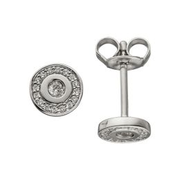 Paar Ohrstecker Jobo "Ohrringe Silberohrringe rund 6 mm", silber 925, wei&szlig;, Ohrringe, Damen, 6,5mm, Silber 925 (Sterlingsilber), 925 Silber mit 34 Zirkonia