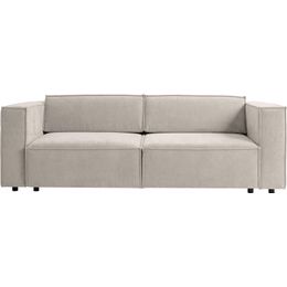 Schlafsofa WERK2, B:252cm H:76cm T:99cmbeige, 100% Polyester, Jugendzimmer, Sofas, "Kansas Breite 252 cm, modern & bequem, viel Platz, kubisches