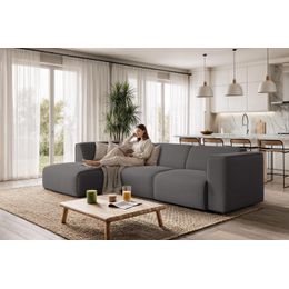 Ecksofa RAUM.ID, B:295cm H:70cm T:162cm, grau, Struktur fein (100% Polyester);Samtoptik (100% Polyester);Samtcord (92% Polyester, 8% Polyamid),