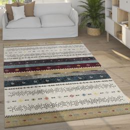 Teppich Paco Home, B:160cm H:16mm L:230cm, beige, Polypropylen (PP), Wohnzimmer, Teppiche, "Nomaden 815", Kurzflor, Gabbeh Design, gestreift, ideal