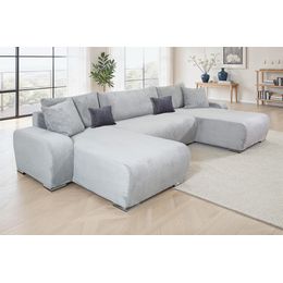 Wohnlandschaft Collection AB, B:314cm H:41cm T:169cm, grau, 100%Polyester, Sofas, "Paola U-Form, Breite 314 cm", Wohnlandschaft,2