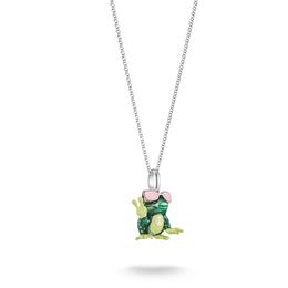 Thomas Sabo Damen Kette mit Anh&auml;nger "Froschkette", 45, Silber 925 (recycelt), B: 1,1mmsilberfarben, gr&uuml;n, pink, Silber 925 (recycelt), B:1,1mm,