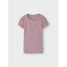 name it M&auml;dchen Kurzarmshirt "NMFKAB TOP NOOS", lila, Gr. 110, meliert, Jersey, Obermaterial: 57% Baumwolle, 38% Modal, 5% Elasthan, Shirts,