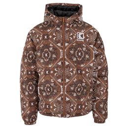 Winterjacke Karl Kani "Karl Kani Herren KM233-037-2 KK OG Paisley Puffer Jacket", Damen, Gr. XL, braun, 100% Polyester, Paisley, normal, ohne Ausschnitt, Jacken Winterjacke