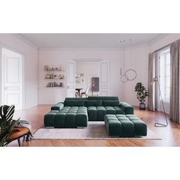 Ecksofa COTTA "Orion L-Form", hunter, B:307cm H:73cm T:186cm, 100% Polyester, Sofas, Ecksofa, mit 2x Kopfteilverstellung & 3 Nierenkissen
