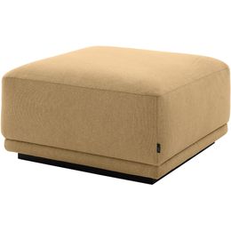 Hocker Musterring, B:80cm H:41cm T:80cmcurcuma, 94% Polyester, 6% Nylon, Wohnzimmer, Hocker, mit Wellenunterfederung & HR-Kaltschaum, Holzrahmen in