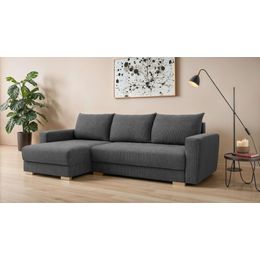 Ecksofa Inosign, B:255cm H:84cm T:142cmanthrazit, 100% Polyester, Wohnzimmer, Sofas, "MAGHERA universell Schlafsofa mit Bettkasten, Ma&szlig;e B/T/H: