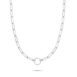 Tamaris Damen Charm-Kette "Schmuck Geschenk Edelstahl Charm Halskette The Link Chain", Edelstahl, L: 45 B: 0,93mmedelstahlfarben, Edelstahl,
