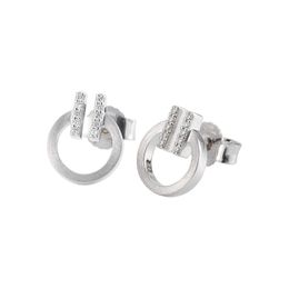 Jobo Damen Paar Ohrstecker "Ohrringe Wei&szlig;goldohrringe 10 mm", SI = kleine Einschl&uuml;sse, Diamanten Wei&szlig;gold 585wei&szlig;gold 585, Diamanten, Wei&szlig;gold 585,